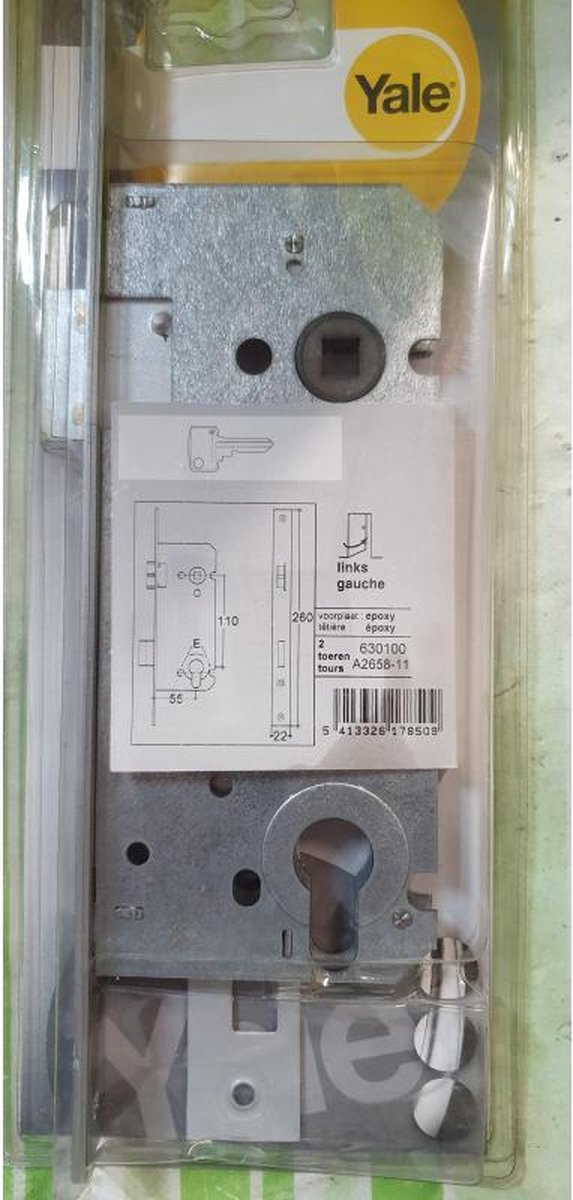 Yale A2658-11 insteekslot dubbel Links - A2658 - Doornmaat 55mm - 78mm ...