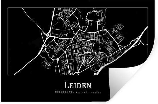 Muurstickers - Sticker Folie - Leiden - Plattegrond - Kaart ...