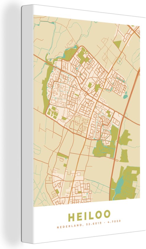 Canvas Schilderij Heiloo - Plattegrond - Kaart - Stadskaart - 80x120 cm ...