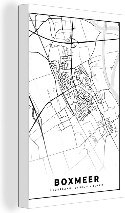 Canvas Schilderij Stadskaart - Boxmeer - Kaart - Plattegrond - 80x120 ...