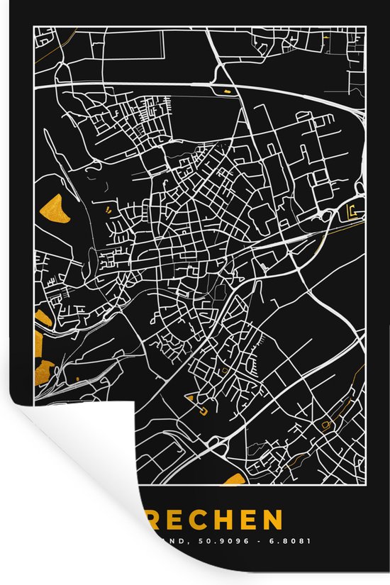 Muurstickers - Sticker Folie - Frechen – Stadskaart – Gold ...