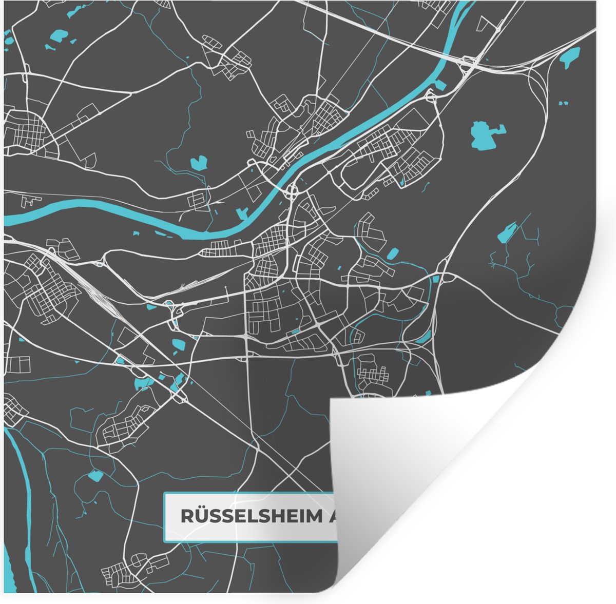 Stickers muraux - Plan de la ville - Carte - Rüsselsheim am Main ...