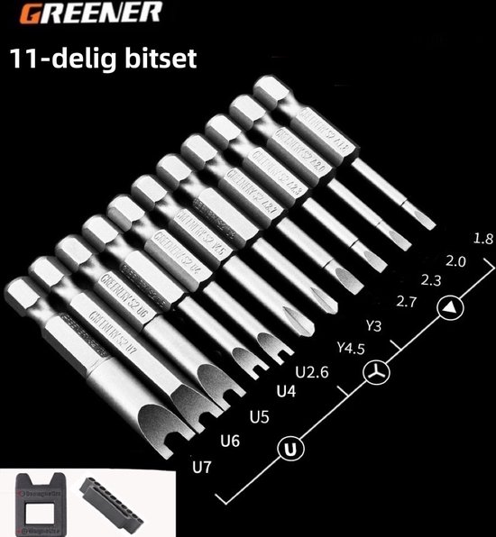 GREENER 11-delig bitset - Bit set - Bitset - Schroefbit set - Bits - Magnetisch - S2... | bol