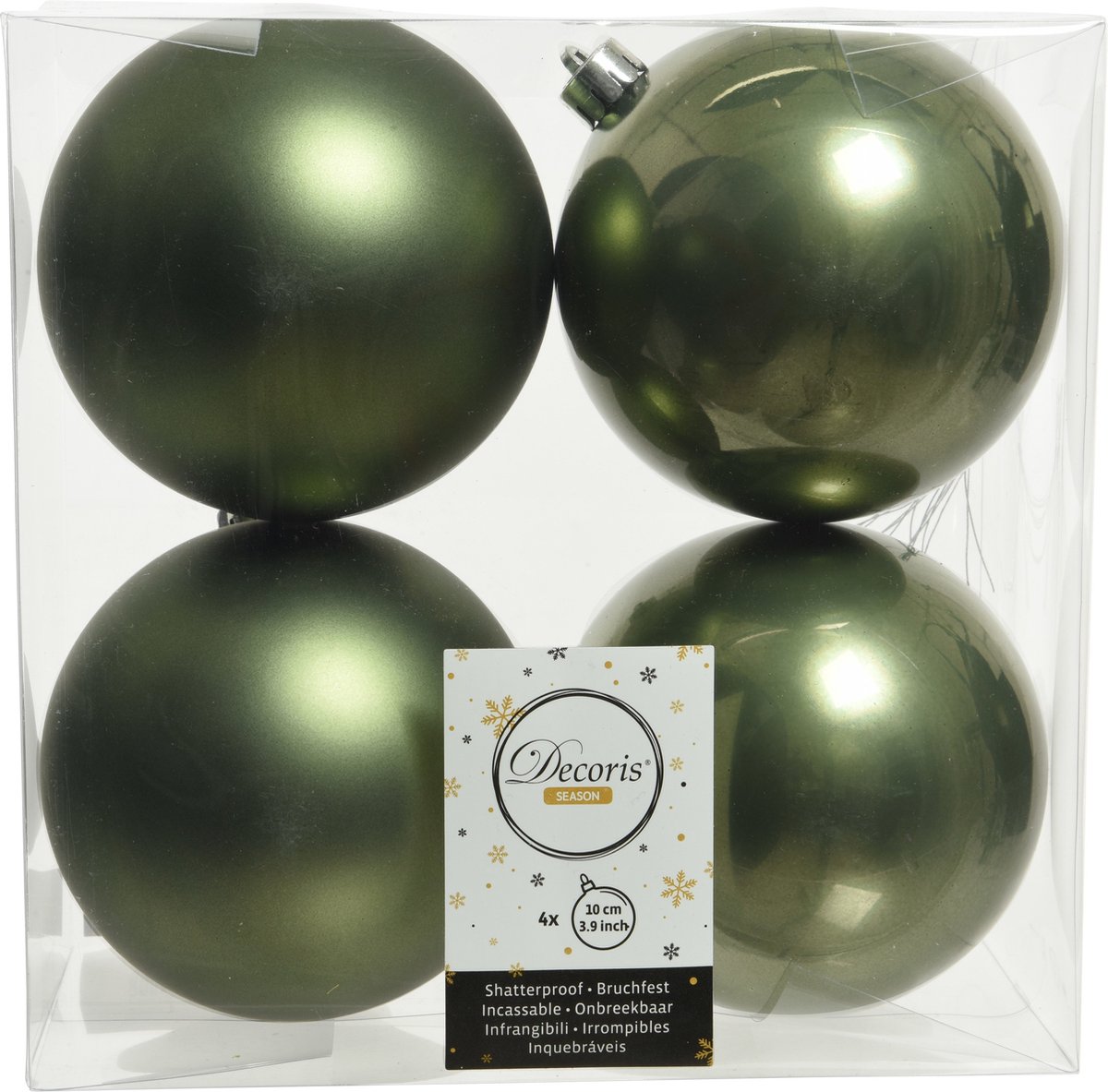 8x Boules de Noël en plastique vert mousse 10 cm - Mat/brillant ...