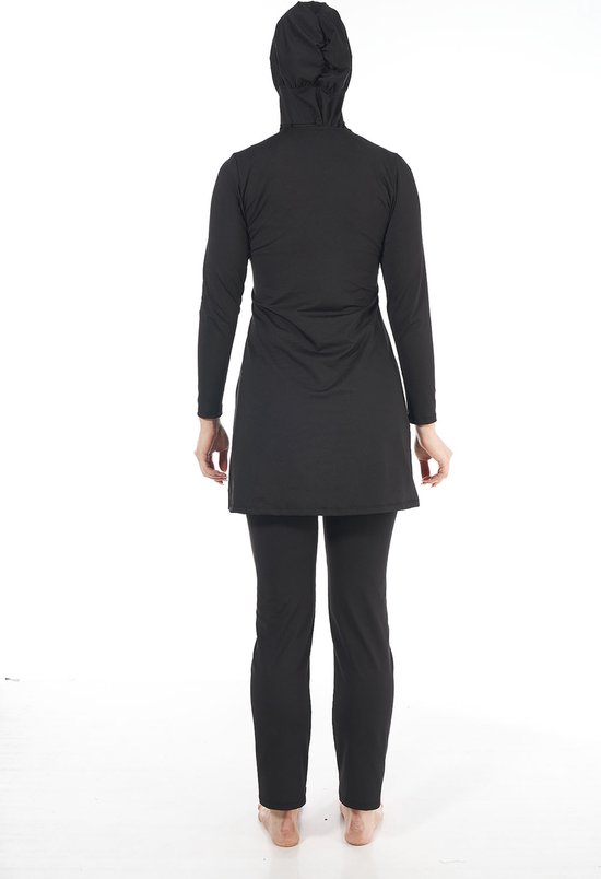Boerkini badpak met A-lijn tuniek, dames, zwart, maat L / 42 | bol