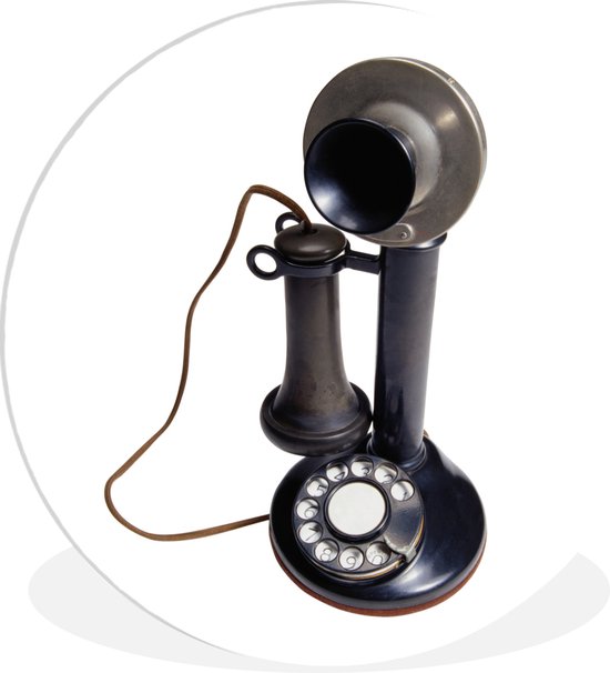 WallCircle - Wandcirkel ⌀ 120 - Een retro telefoon op een witte ...