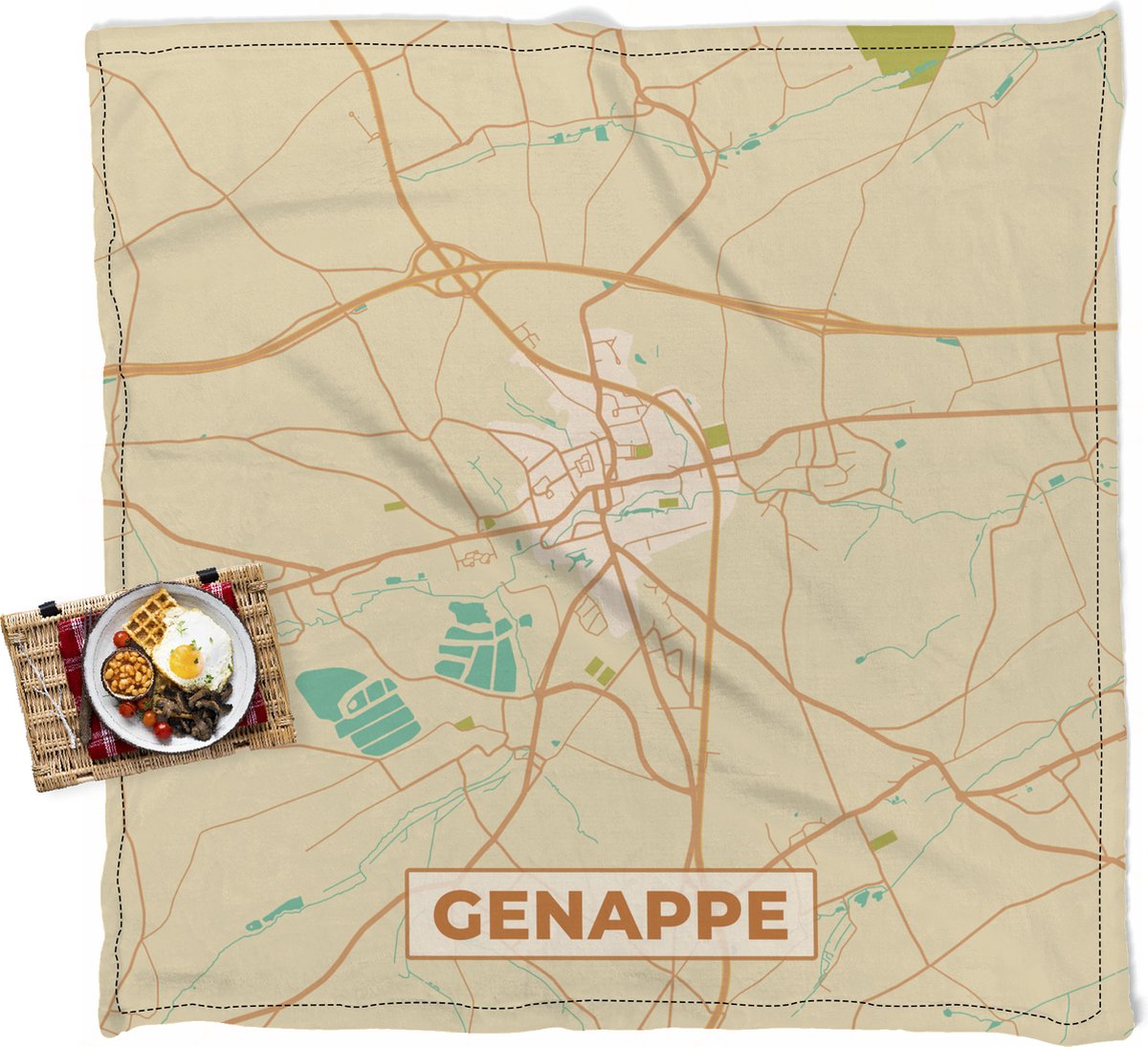 Picknickkleed - Buitenkleed - Kaart - Stadskaart - Retro - Plattegrond ...