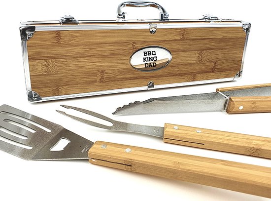 BBQ set - BBQ tang - Cadeau papa - Vaderdag cadeau - bbq king dad | bol