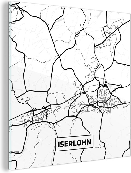 Glasschilderij - Plattegrond - Iserlohn - Kaart - Stadskaart - 50x50 cm ...
