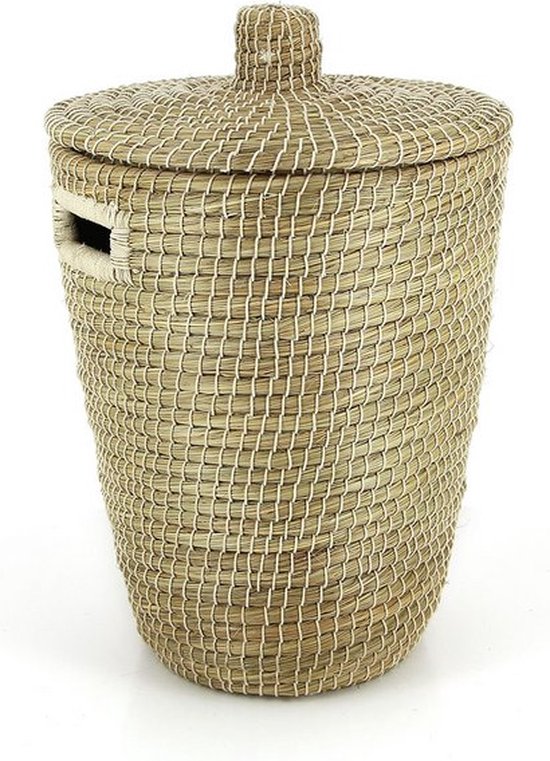 Fair trade - Wasmand Riet - Opbergmand met deksel - Rieten wasmand ...