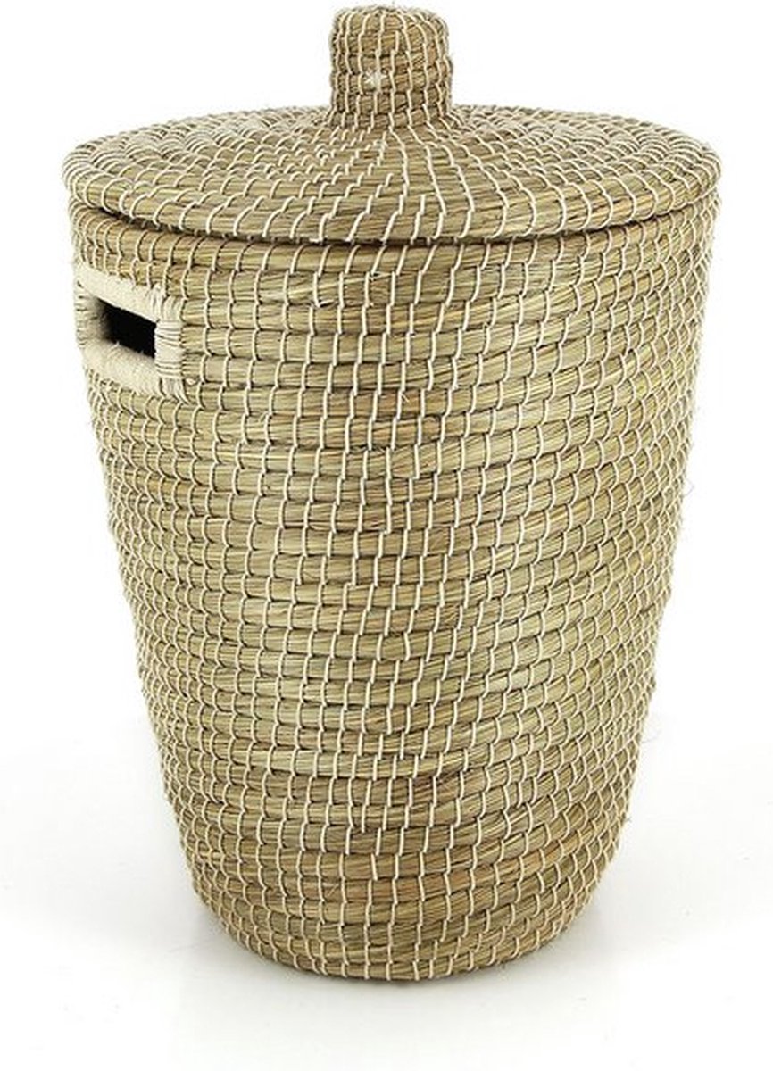 Fair trade - Wasmand Riet - Opbergmand met deksel - Rieten wasmand ...