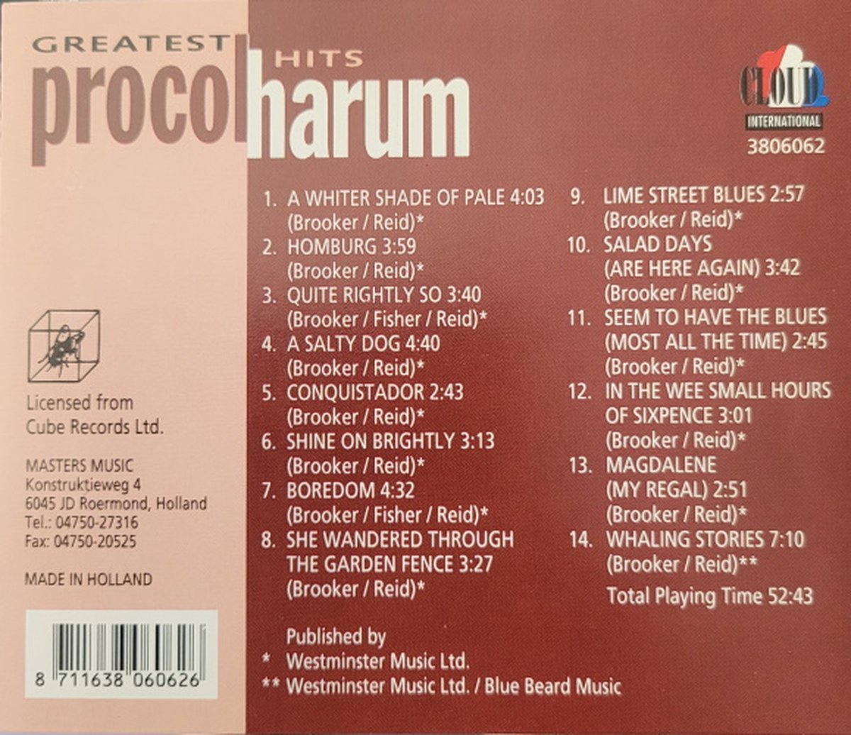 Greatest Hits, Procol Harum | CD (album) | Muziek | bol.com