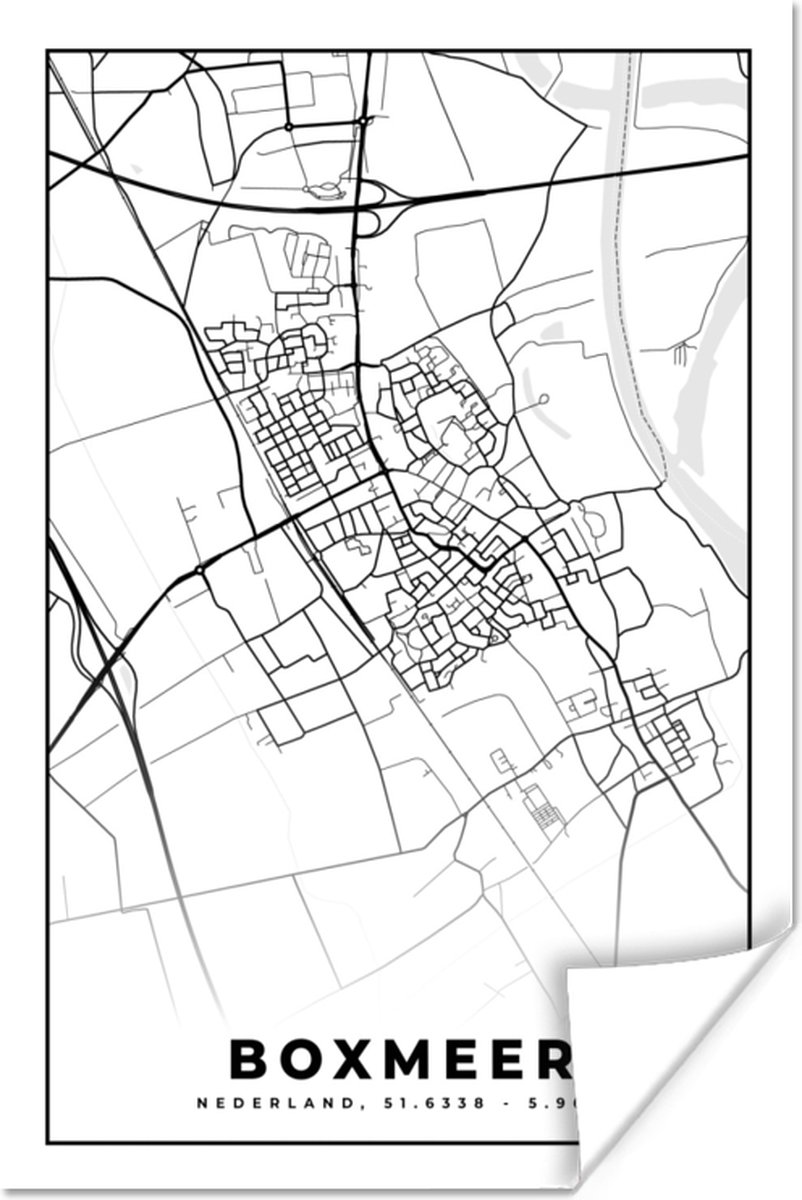 Poster Stadskaart - Boxmeer - Kaart - Plattegrond - 60x90 cm | bol.com