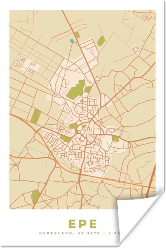 Poster Epe - Plattegrond - Stadskaart - Kaart - 60x90 cm | bol.com