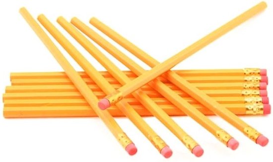 HB potloden met gum - Geel / Rood - Hout - 18,5 cm - 10 Stuks - Potlood ...