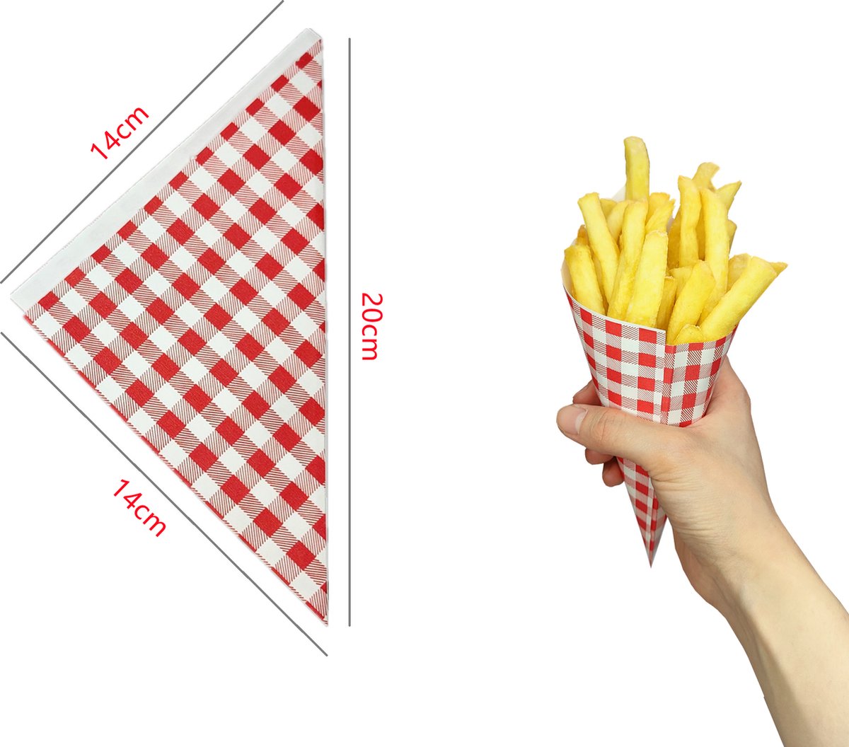 Rainbecom - 50 stuks - 14 x 14 x 20 cm - Frietszak - Patatzak ...