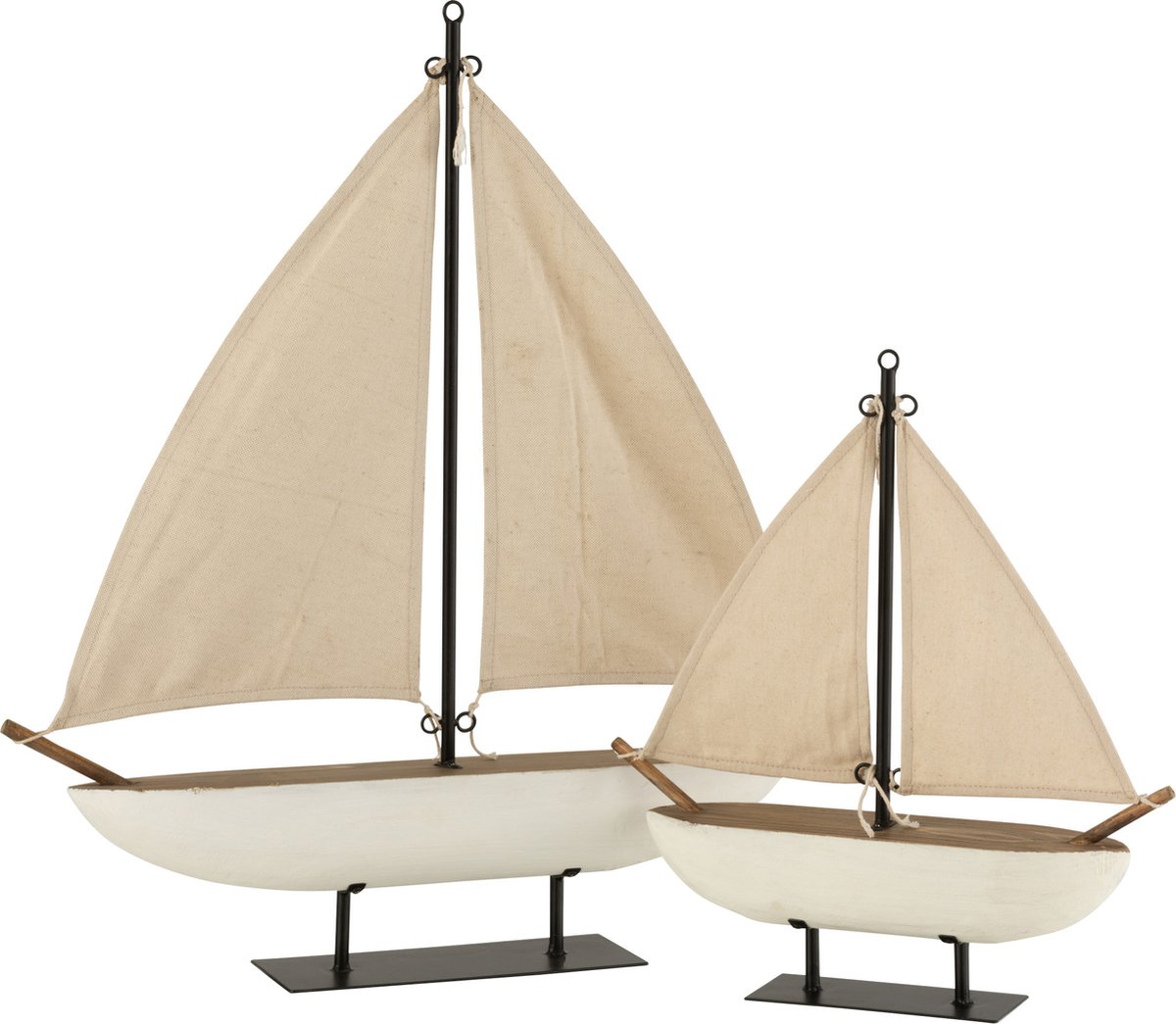 J-Line Zeilboot Hout/Jute Wit/Bruin Large | bol.com