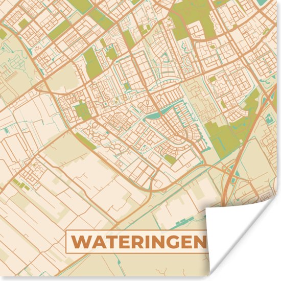 Poster Wateringen - Plattegrond - Kaart - Stadskaart - 30x30 cm | bol