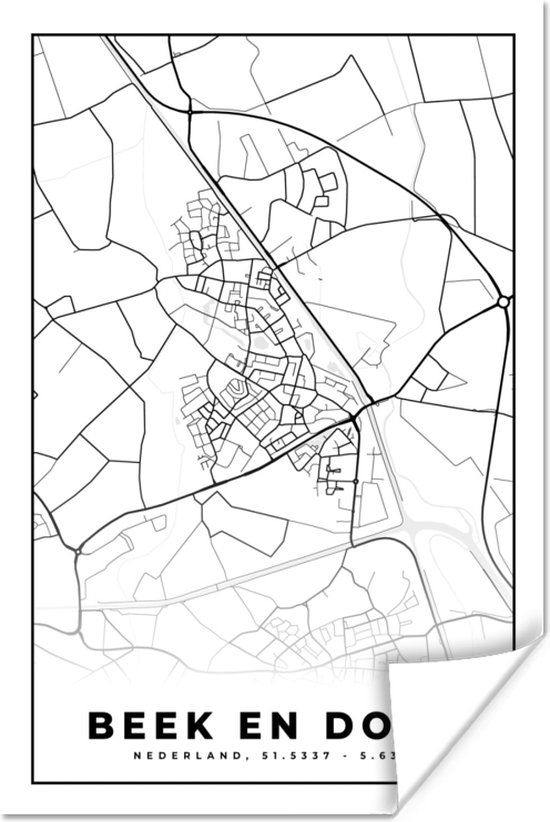 Poster Beek en Donk - Plattegrond - Kaart - Stadskaart - 20x30 cm | bol