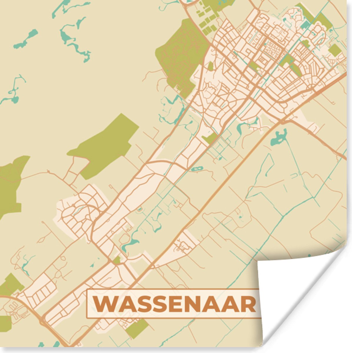 Poster Kaart - Plattegrond - Stadskaart - Wassenaar - 50x50 cm | bol.com