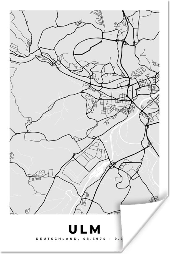 Affiche Allemagne - Carte - Carte - Ulm - Plan de la ville - 40x60 cm | bol