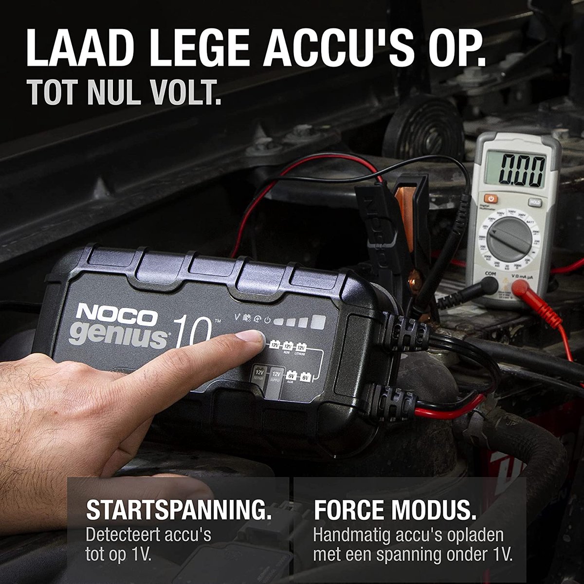 Acculader, voor auto- en motoraccu's, volautomatische intelligente ...