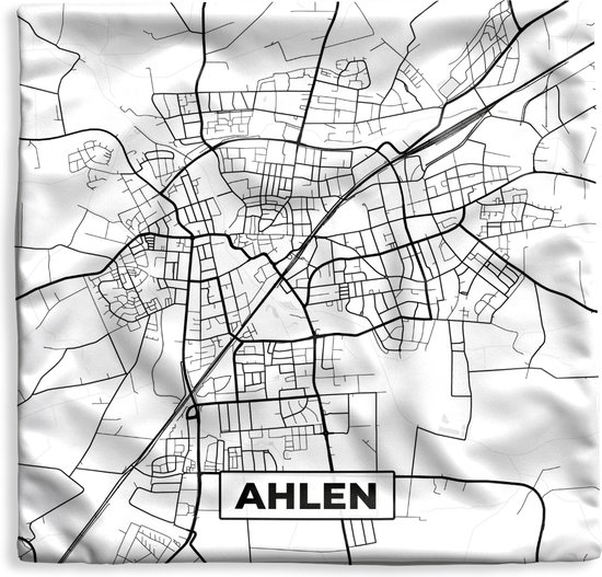 Kussenhoes 45x45 cm - Plattegrond - Ahlen - Kaart - Stadskaart - Katoen ...