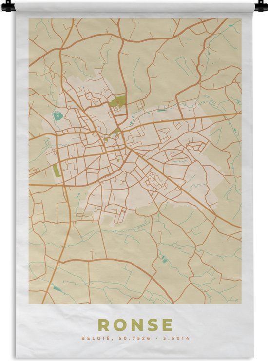 Wandkleed - Wanddoek - België - Plattegrond - Kaart - Ronse ...