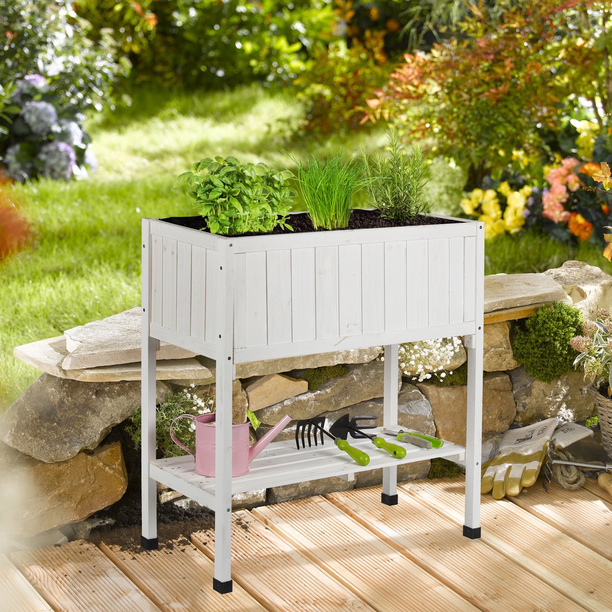 Relaxdays moestuinbak op poten - houten moestuintafel - kweektafel ...