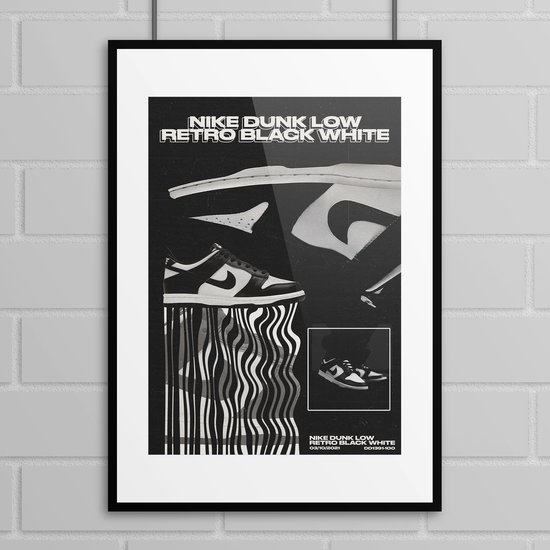 Sneaker Poster Nike Dunk Low White Black [30x40] | bol.com