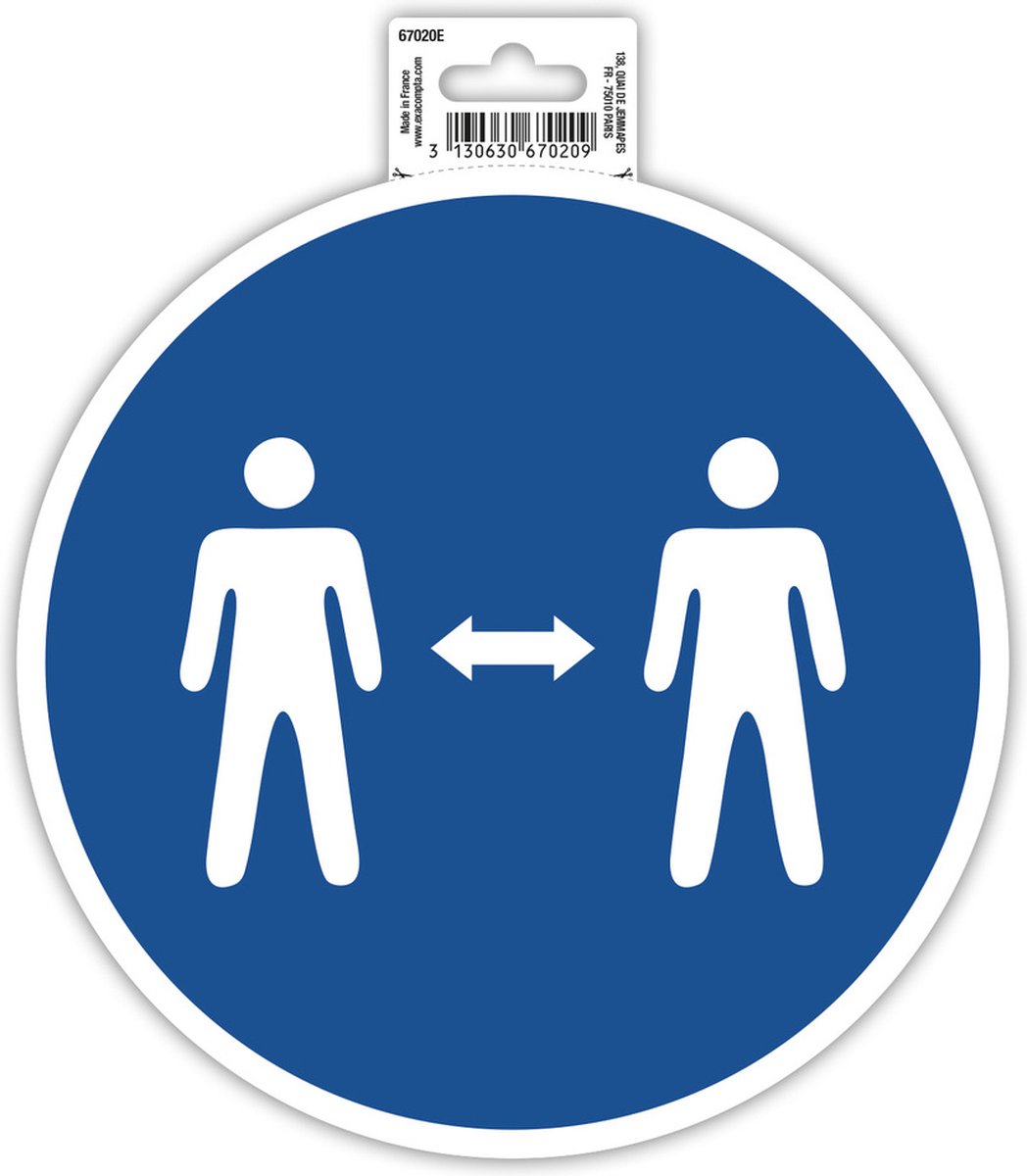 Zelfklevend bord afstand houden 20cm - Blauw | bol