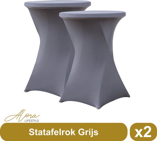 Statafelrok grijs 80 cm - per 2 - partytafel - Alora tafelrok voor statafel -... | bol