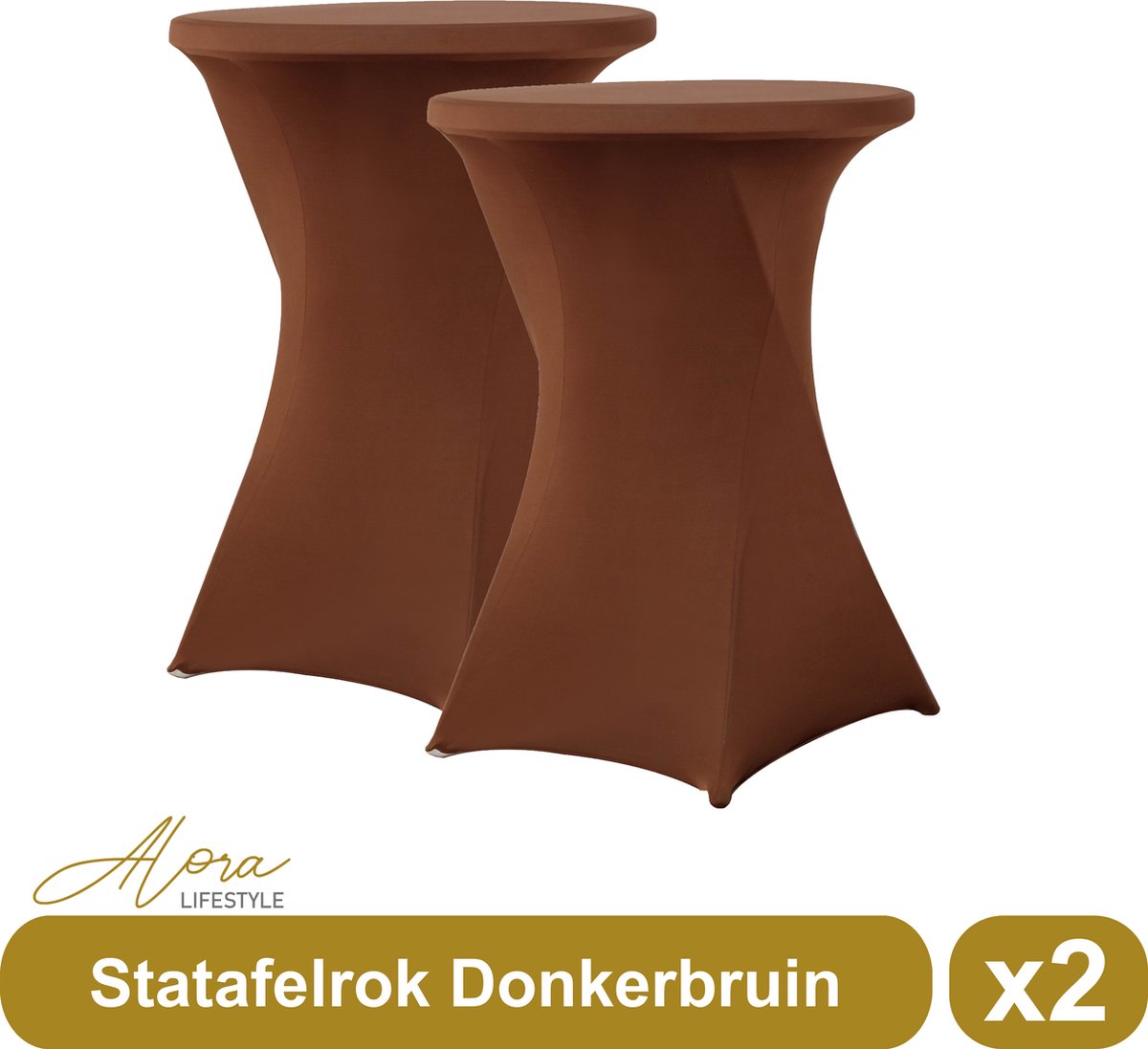 Statafelrok donkerbruin 80 cm - per 2 - partytafel - Alora tafelrok voor statafel -... | bol.com