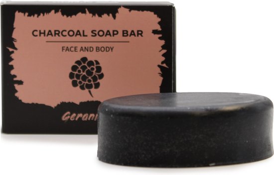 Houtskool Zeep Bar - Geranium - 85 gram - Vegan Hand & Body Zeep | bol.com