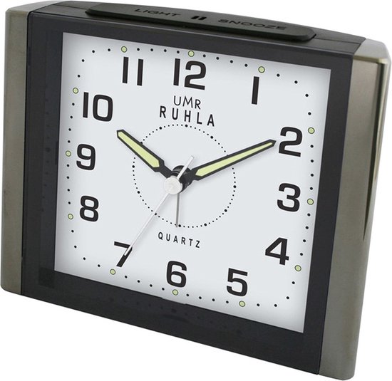UMR Ruhla Quartz wekker met Cresendo alarm, grijs | bol
