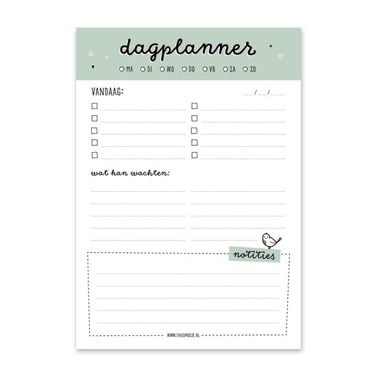 Dagplanner A5 | kladblok - werkplanner - huiswerkplanner | Thuismusje | bol