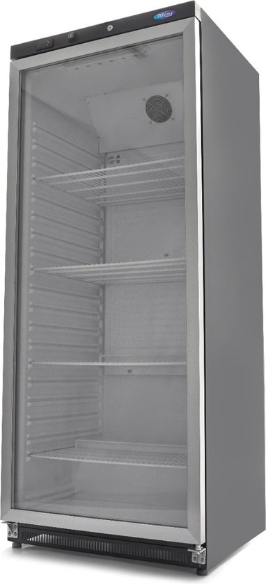 Koelkast 600 L Zwart met Glazen Deur - 4 Verstelbare Roosters - Horeca ...