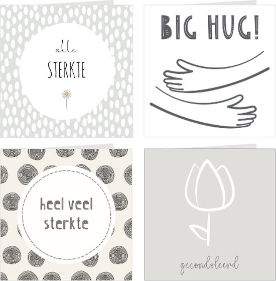 4x Condoleancekaarten / rouwkaarten / set kaarten met enveloppen ...