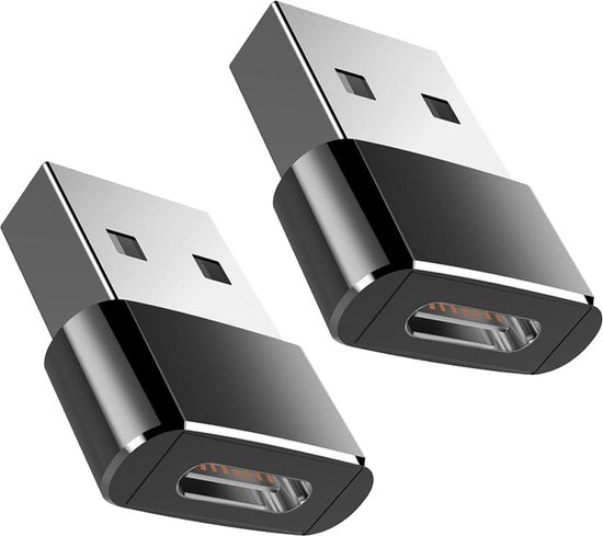 USB Adapter - USB-A (m) naar USB Type-C (v) - USBC2 - Zwart - 2 stuks | bol