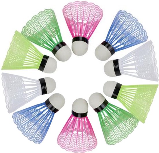 Badminton shuttle setje - 10x shuttles - kunststof - multi - badminton ...