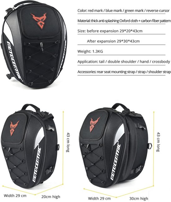 Motortas 37L - Zadeltas - Rugtas - Tanktas - Waterdicht | bol