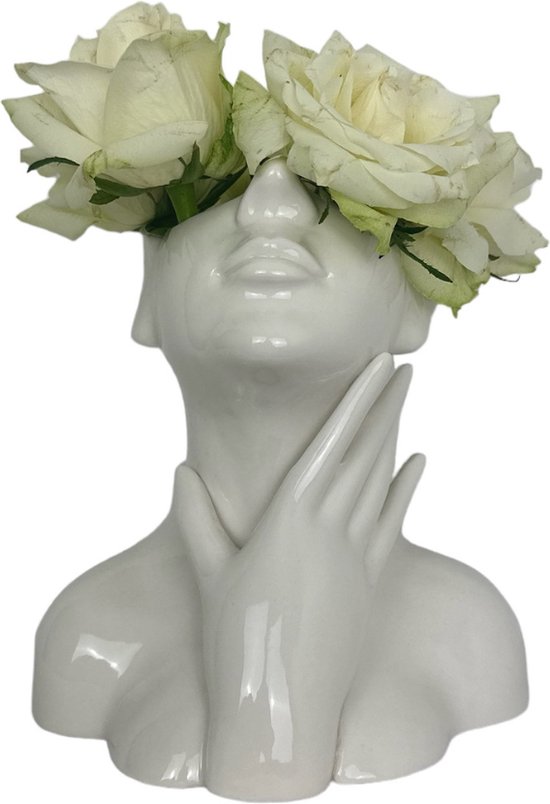 Vaas Wit– Gezicht Vaas – Keramiche Vaas – Keramische Vaas Wit | bol