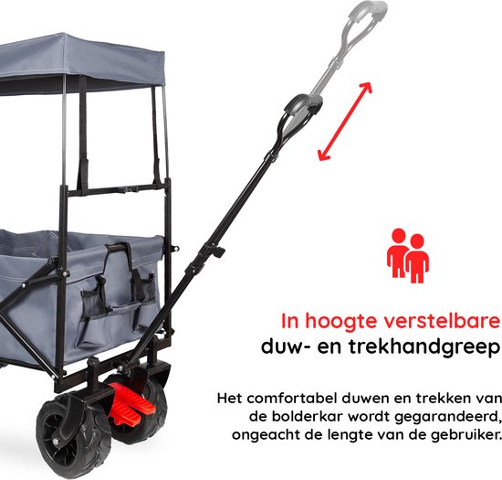 EASTWALL Bolderkar - Opvouwbare Handkar met Dak - 115 x 63 x 110 cm ...