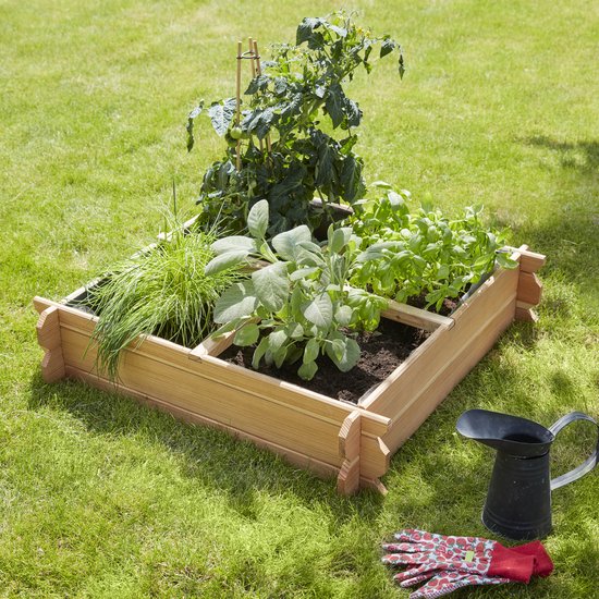 Moestuinbak met Worteldoek Larikshout 80 x 80 cm | bol