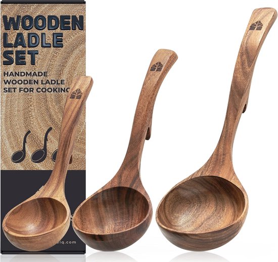 Stellar Houten soeplepelset klein en groot - Kooklepel - Soeplepel ...