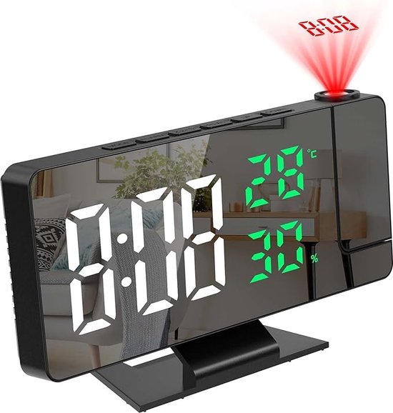 Wekker Met Projectie - Klok Met Projectie 2 In 1 - Projectieklok ...