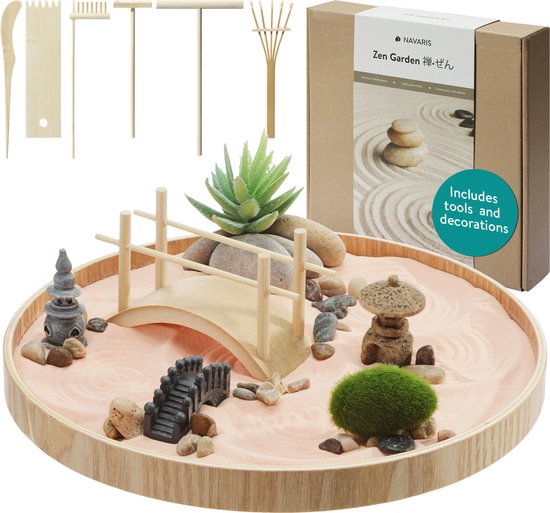 Navaris mini Japanse zen tuin - Met stapelbare stenen - Compleet met ...