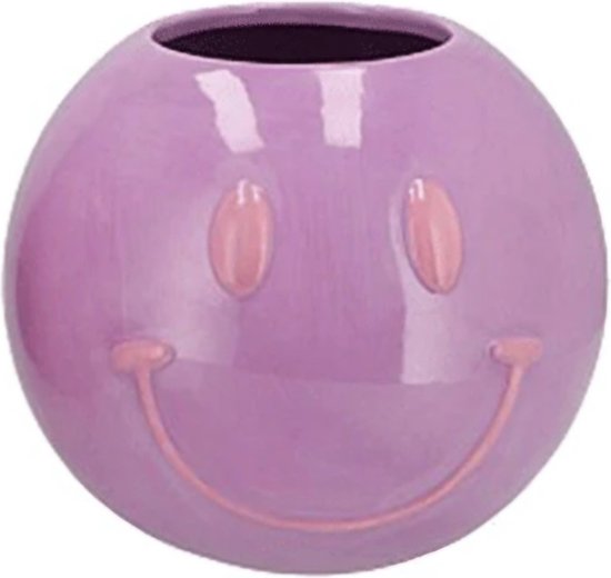 SMILEY FACE POT LILAC/PINK 15X15X12CM | bol