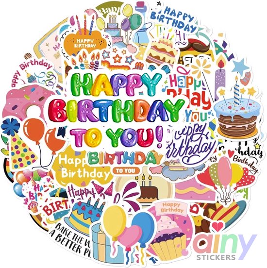 Ainy Happy Birthday Stickers 50 stuks voor bullet journal, fotoalbum ...