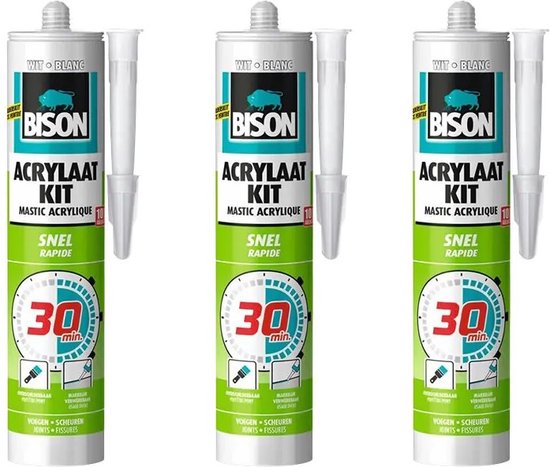 Bison Acrylaatkit - wit - snel - 3 stuks - KD set | bol